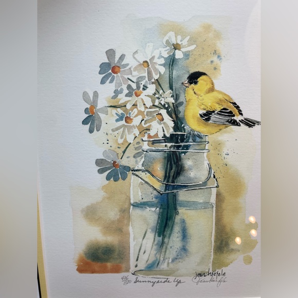 Jean Haefele | Art | Vintage Original Watercolor Yellow Goldfinch ...